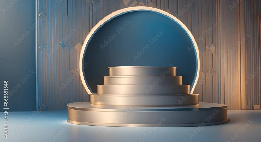 Luxury podium background with blue light and geometric shapes vector ...