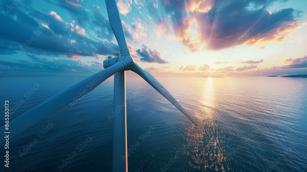8K Ultra HD. Offshore wind turbines farm. Create sustainable power ...