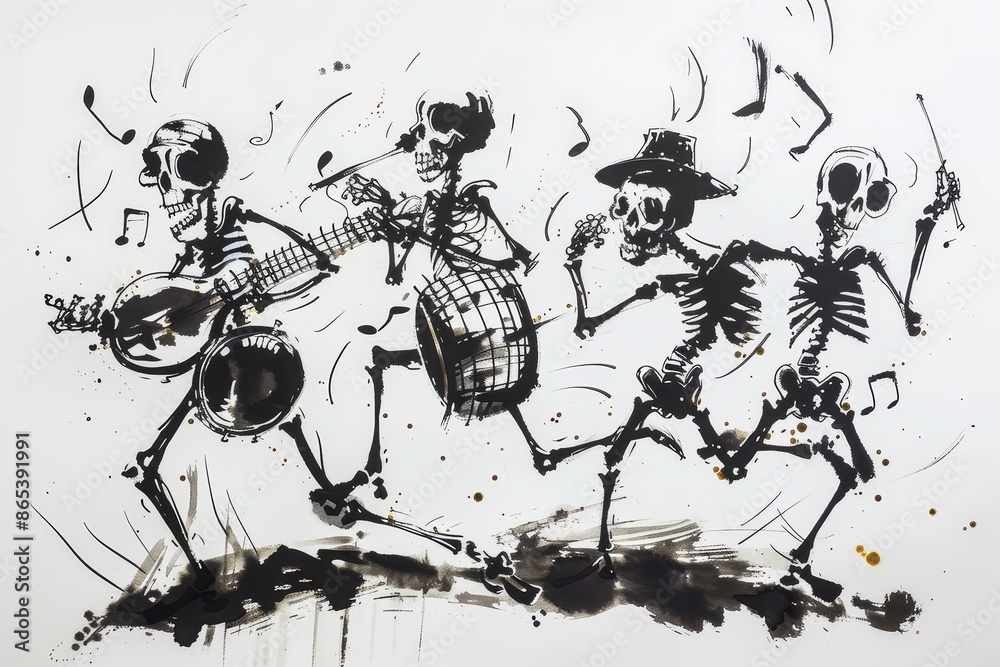 Ethereal and captivating performance of a dancing skeleton band,with ...