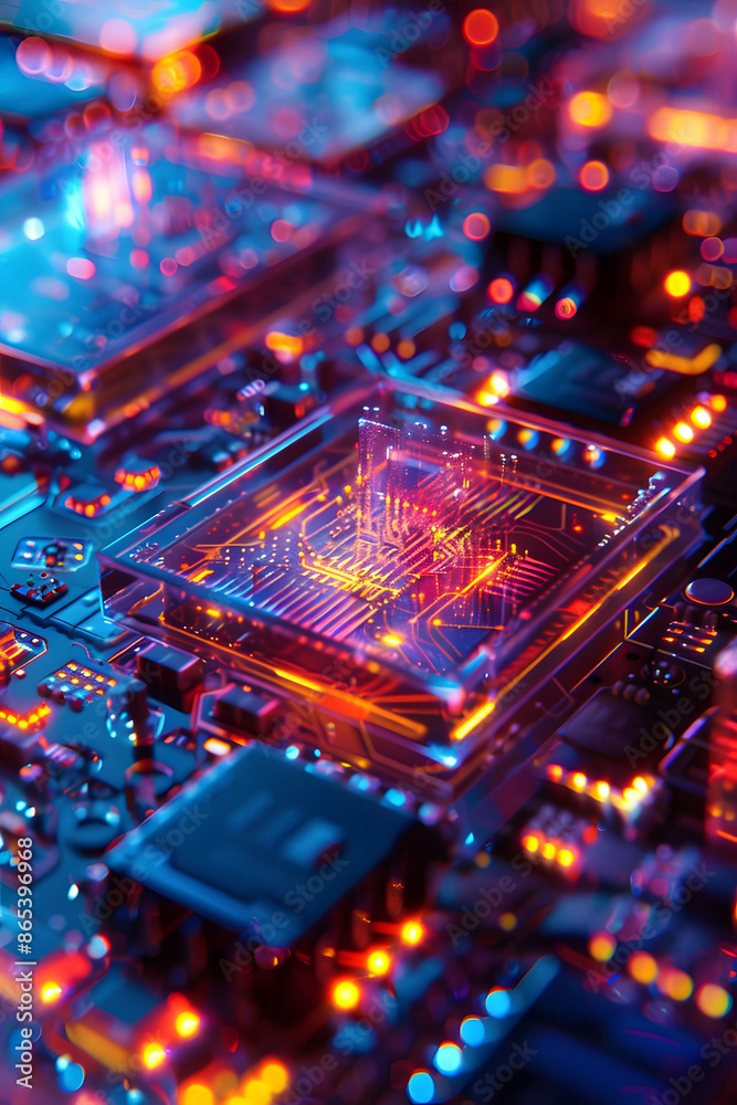 Technology theme like AI, robot, chip, lab on Vertical Background ...