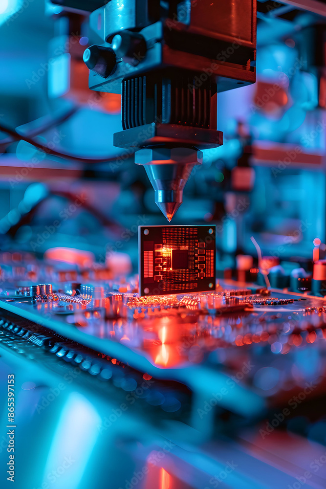 Technology theme like AI, robot, chip, lab on Vertical Background ...