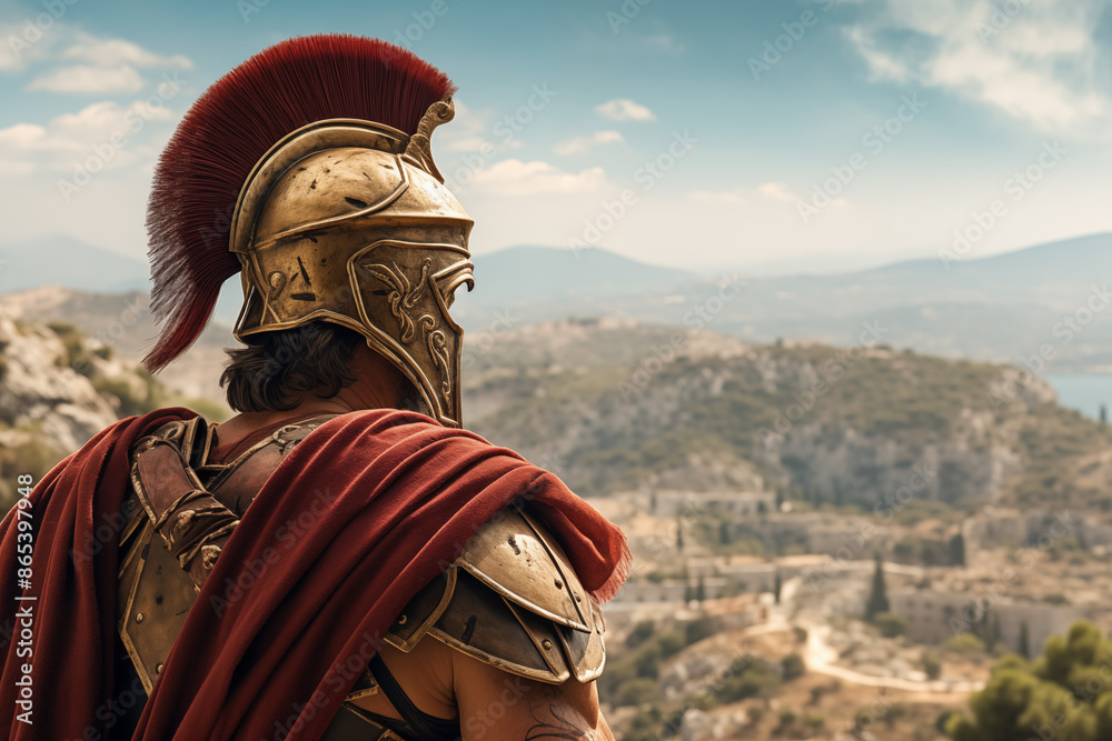Spartan War. Spartan warrior with landscape in the background. Topics ...