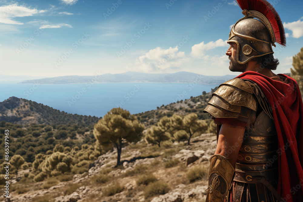 Spartan War. Spartan warrior with landscape in the background. Topics ...