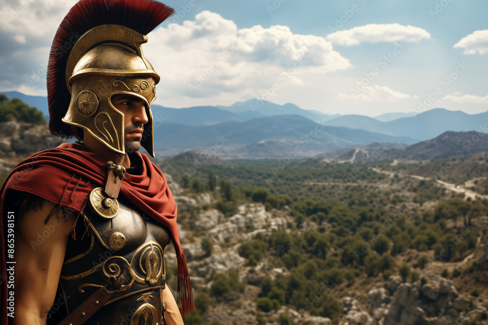 Spartan War. Spartan warrior with landscape in the background. Topics ...