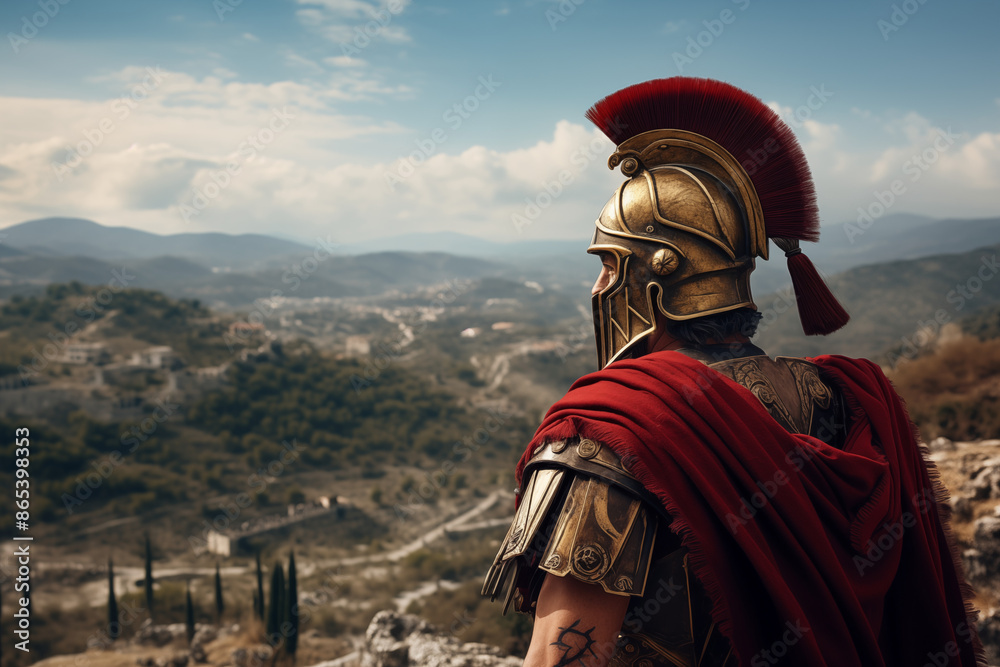 Spartan War. Spartan warrior with landscape in the background. Topics ...