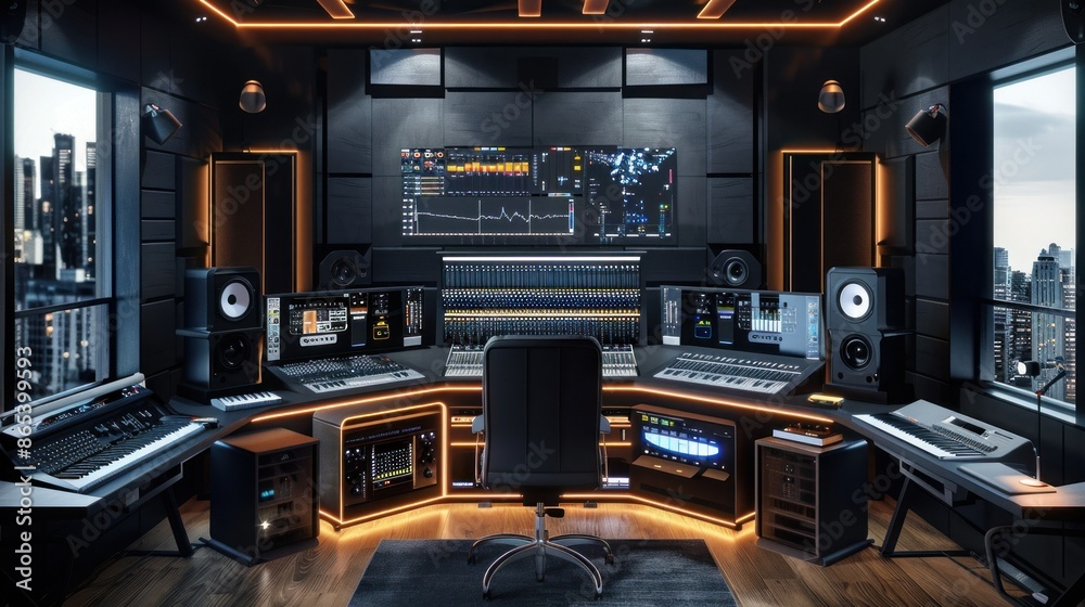 Professional music recording studio setup for audio production with ...