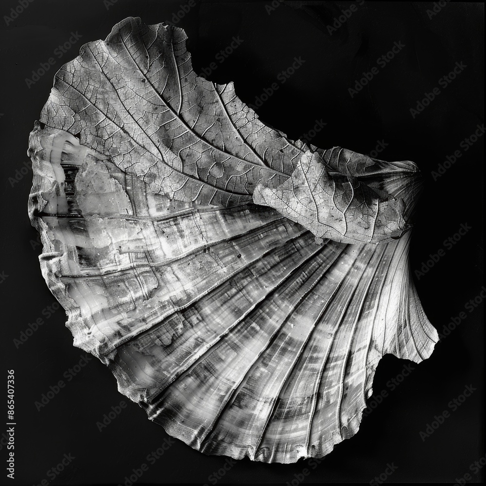 The delicate etchings and lines on a clamshell resembling the s of a ...