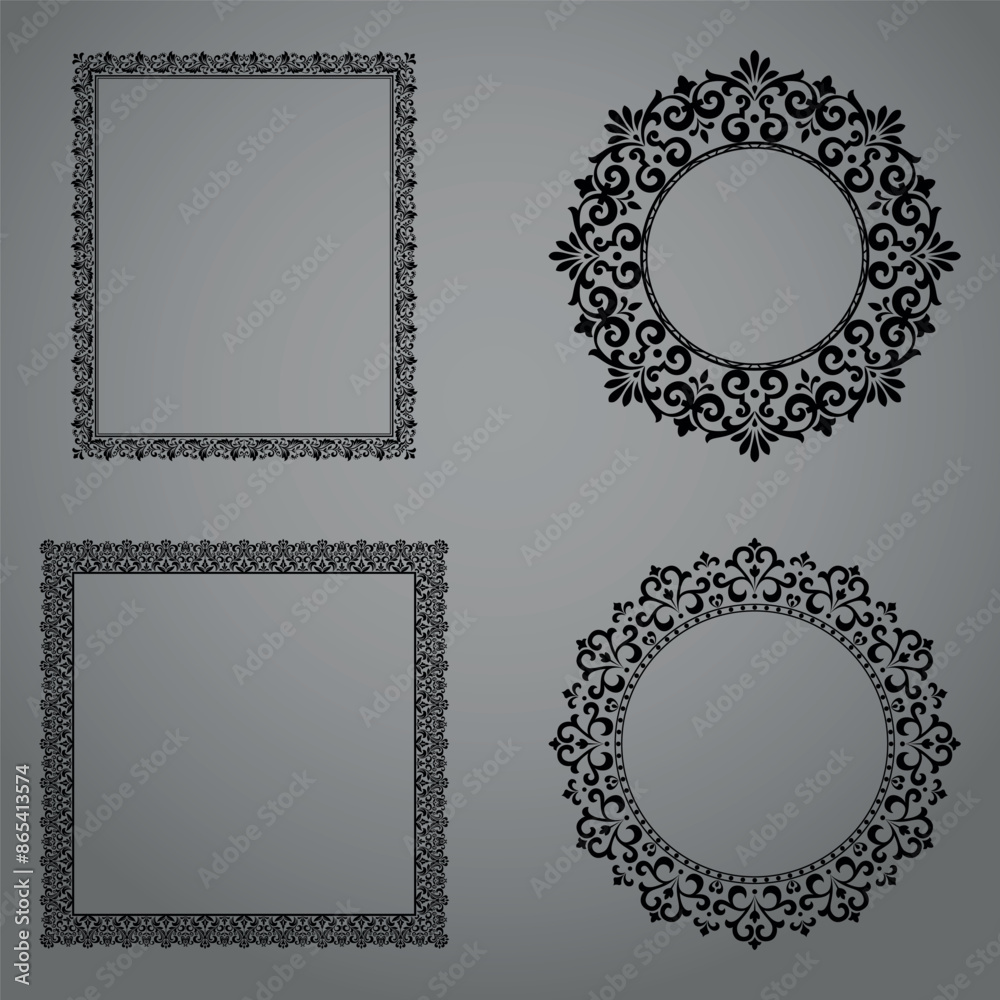 Set of decorative frames Elegant vector element for design in Eastern ...