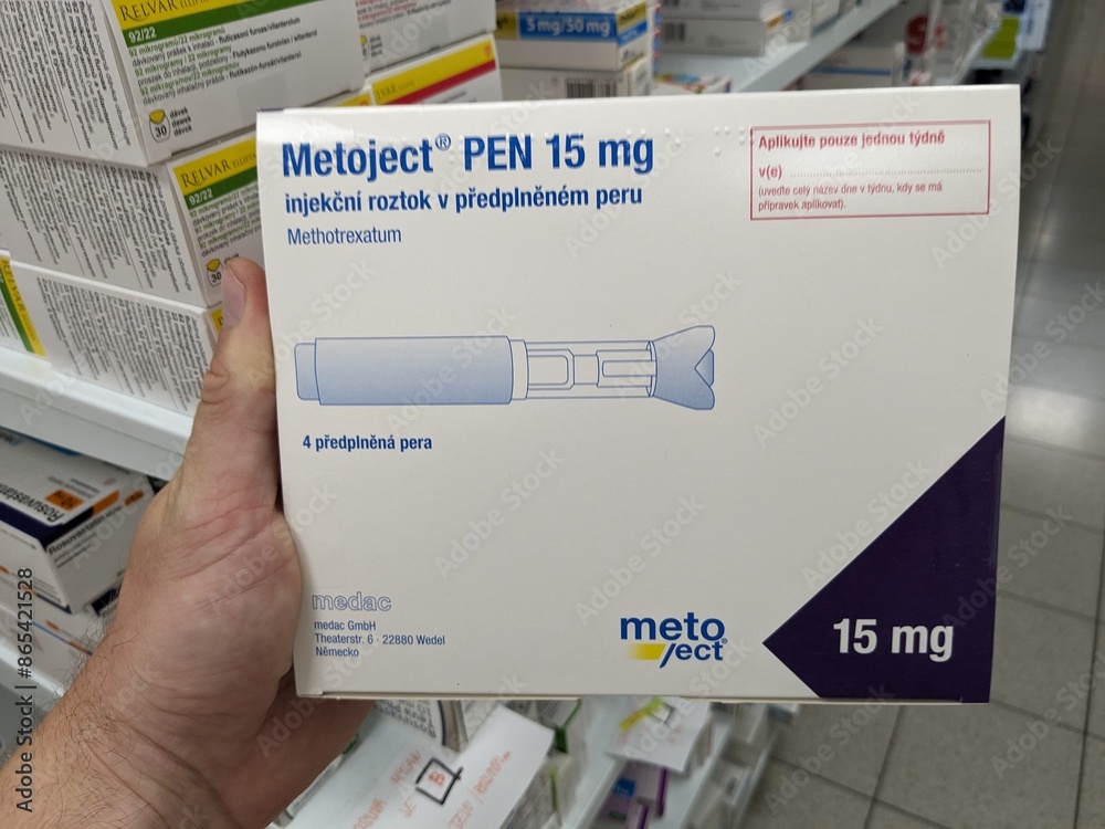 Prague, Czech Republic - JULY 10 2024: Metoject box of medication with ...