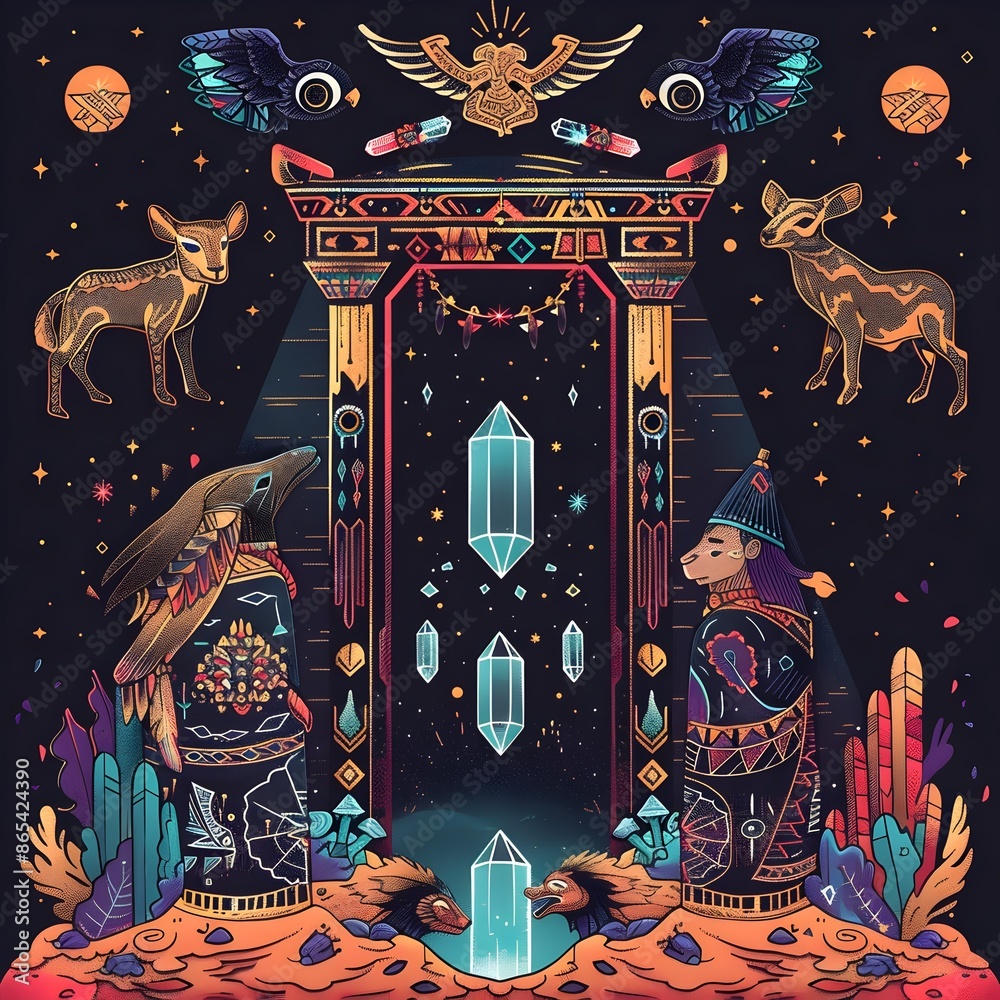 Surreal of Ancient Tribal Animals,Mystical Spirit Guides,and Ceremonial ...