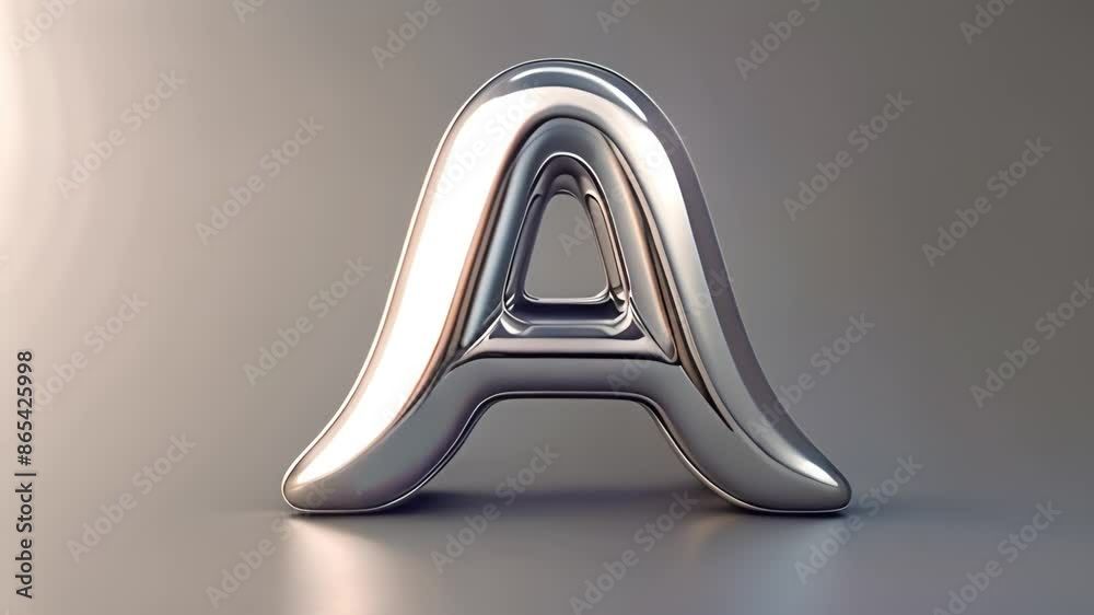 A letter A with a shiny reflective surface and metal, perfect for ...