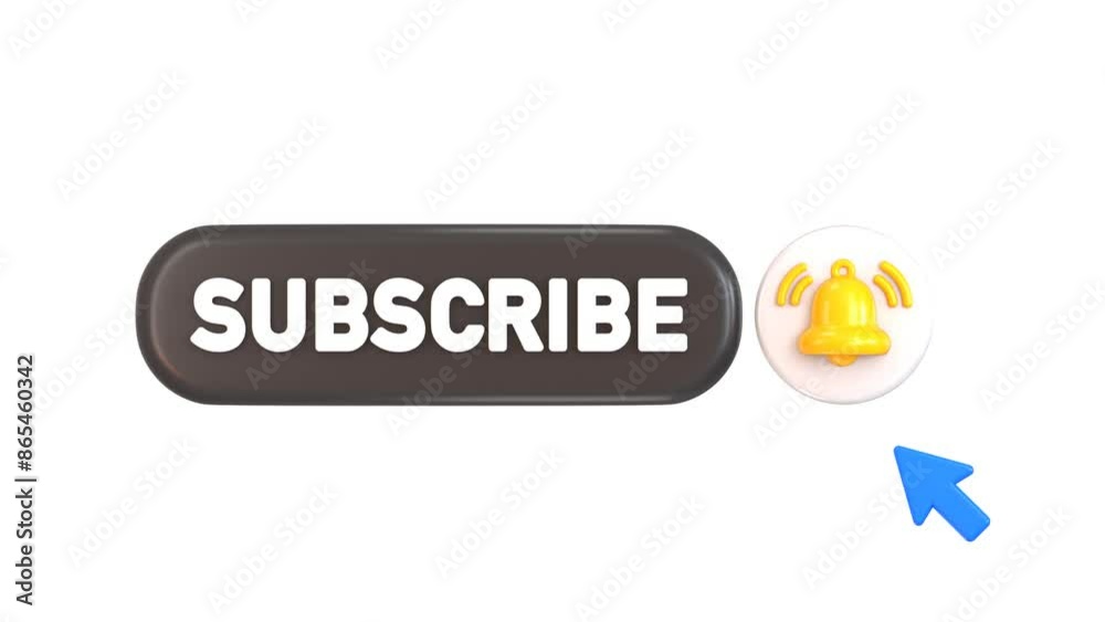 3d Subscribe Button animation, concept of like, subscribe for a youtube ...
