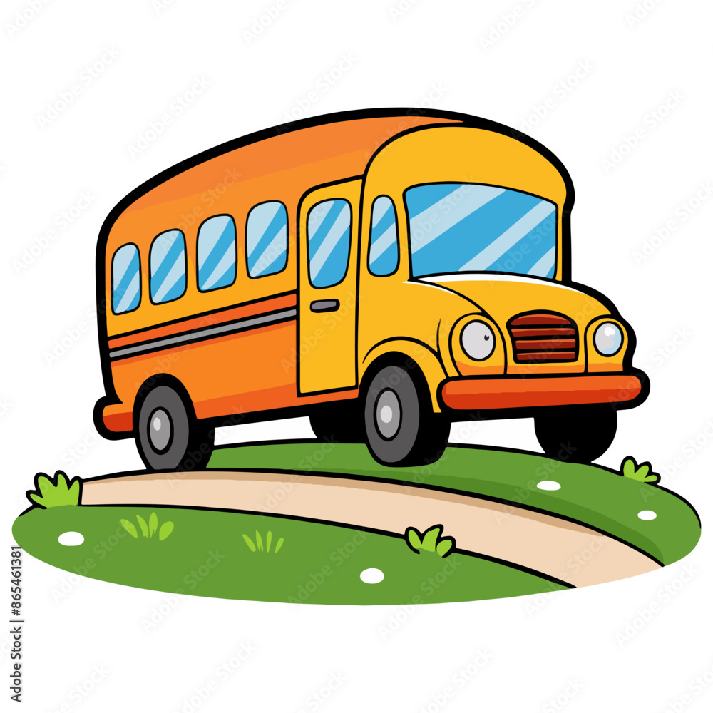 cartoon style school bus drawing for kids vector illustration Stock ...