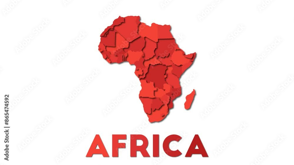 Africa map showing regions. Animated continent map with title. 4k ...