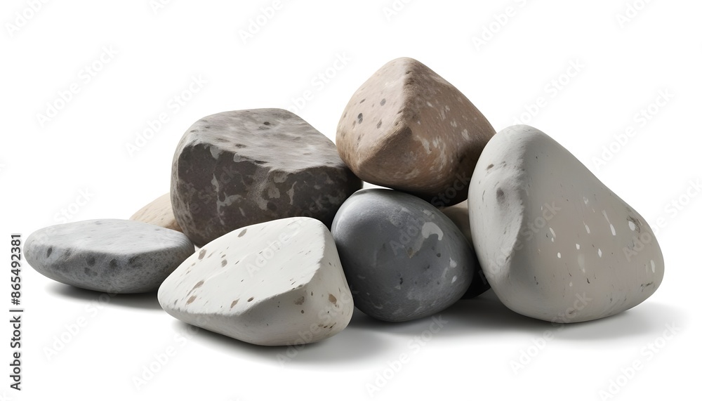 Assorted rocks and stones of various shapes and sizes, including smooth ...