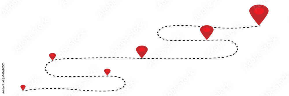 ,Route icon between two points with dotted path and location pin ...