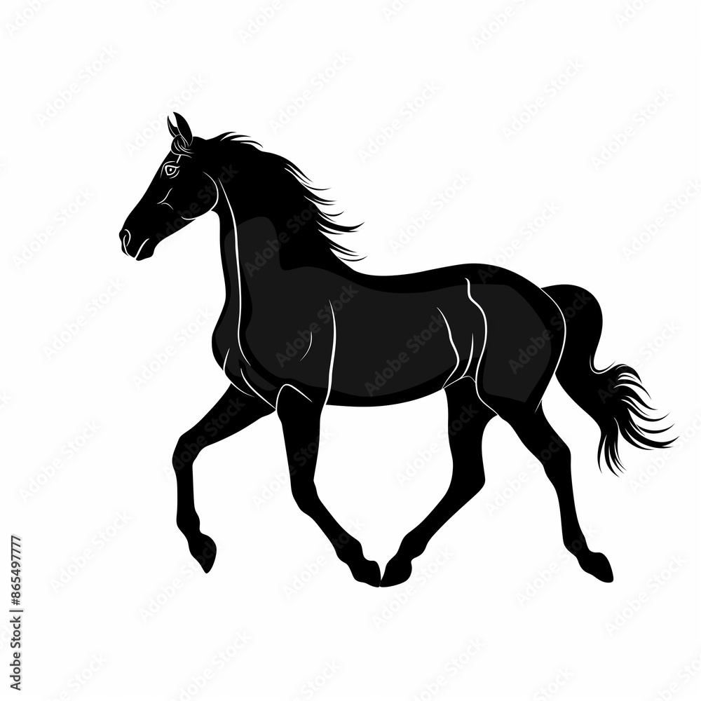 Silhouette of a prancing horse, perfect for equestrian-themed projects ...