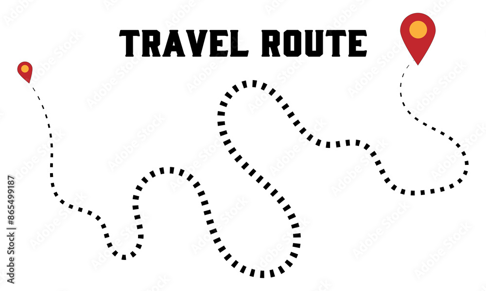 ,Route icon between two points with dotted path and location pin ...