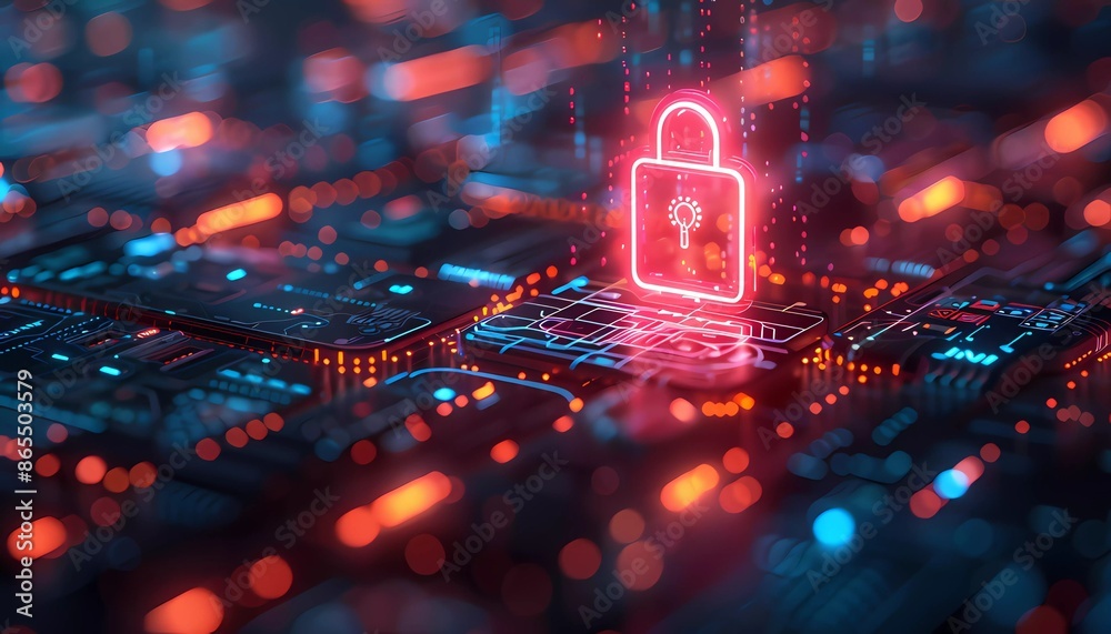 Patient Data Security, digital hospital environment with icons of data ...