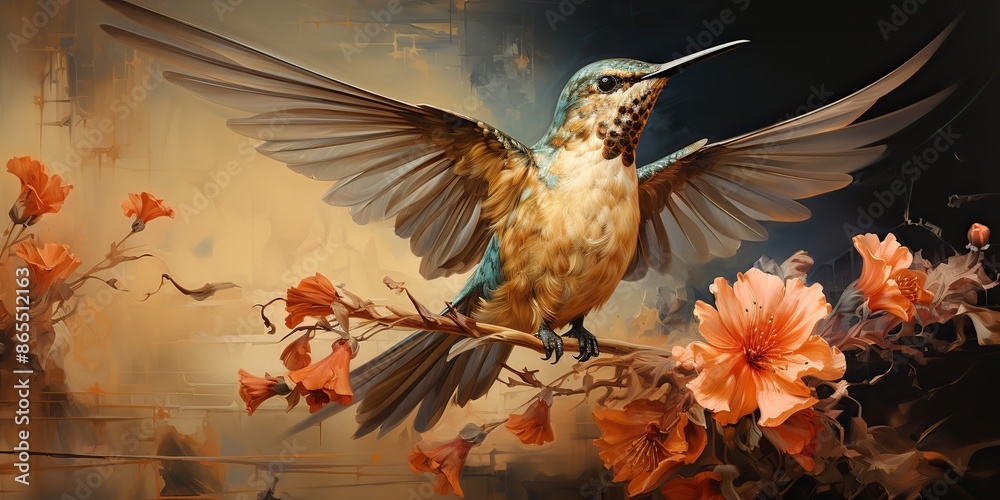 AI Generated. AI Generative. SMall little calibri hummingbird bird ...