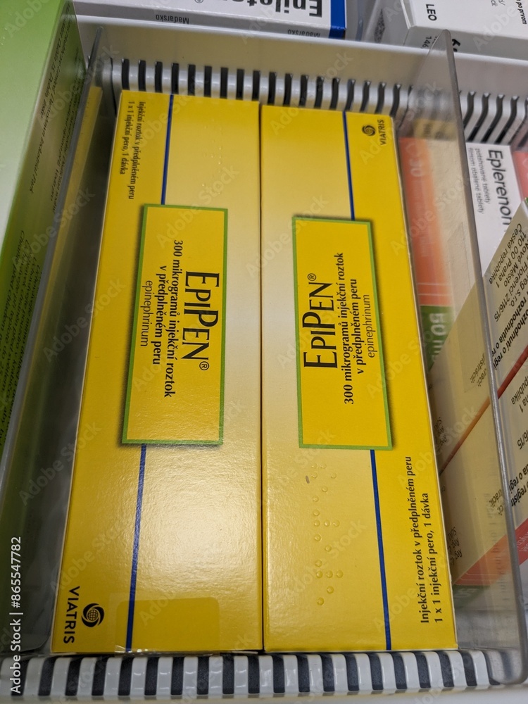 Prague, Czech Republic - July 9 2024: EPIPEN box of medication with ...