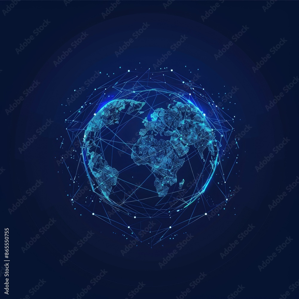 Vector. Map of the planet. World map. Global social network. Future ...