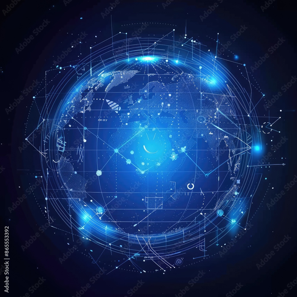 Vector. Map of the planet. World map. Global social network. Future ...