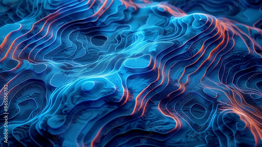 3D Topographic map background concept. Topo contour map. Rendering ...