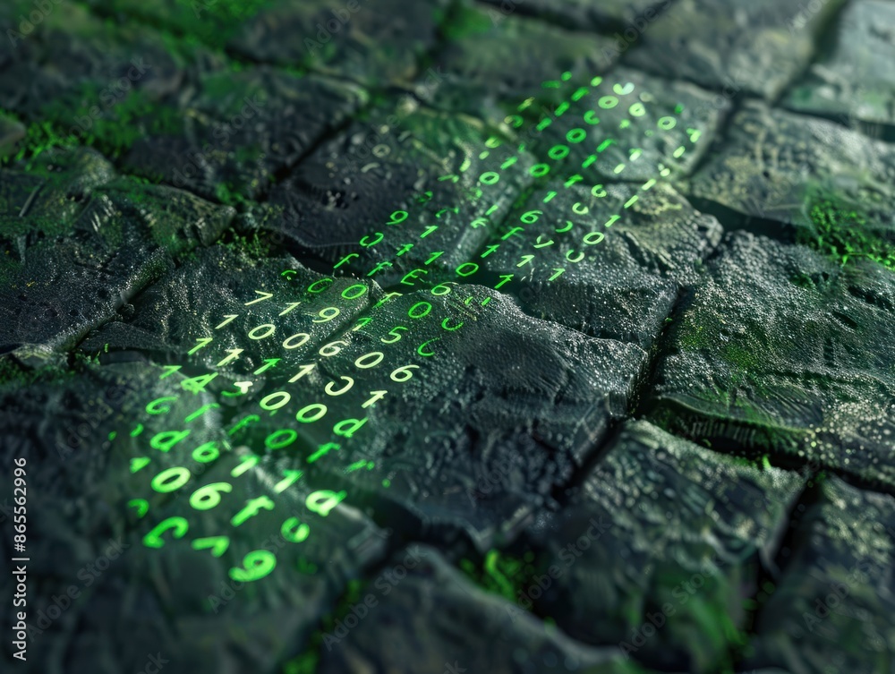 Cybersecurity digital footprints made of binary code, highlighting the ...
