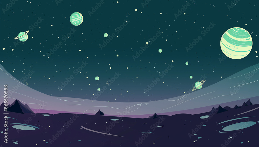 Sims style background of space with planets and stars, purple blue ...