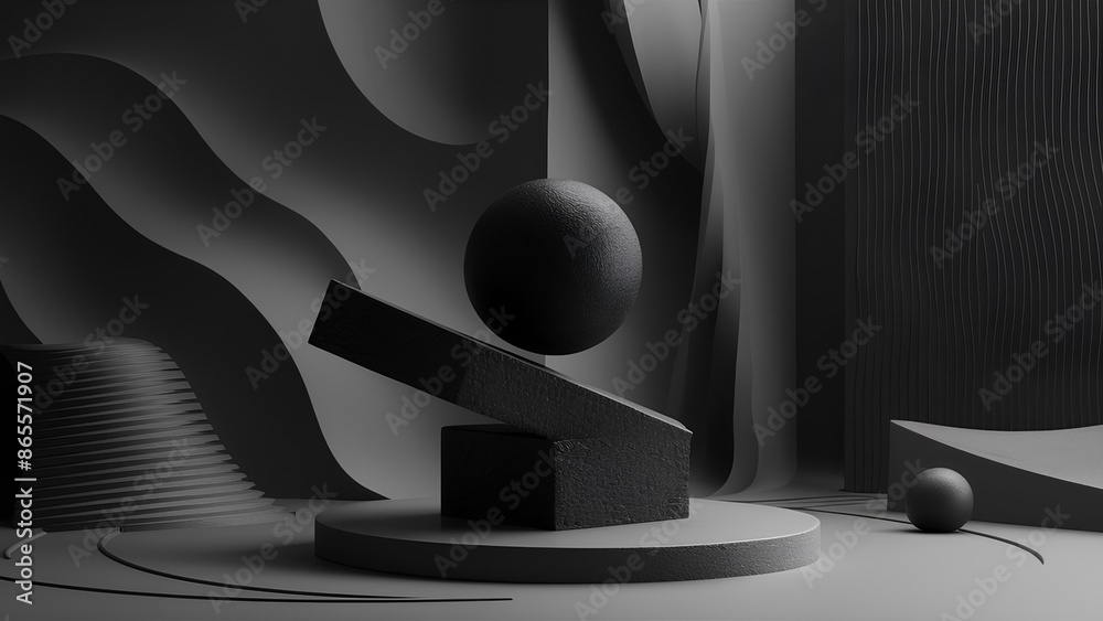 Minimalist Artistic Composition: A Striking Red Sphere Perfectly ...