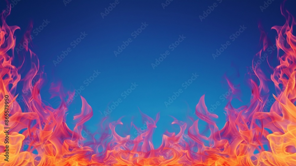 Retro flames forming a frame in a pop art style, graphic design with ...