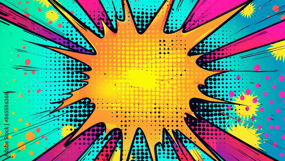 Explosive Pop Art: Vibrant Comic Book Style Vector Background with ...