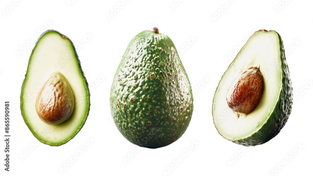 Avocado kit. Contemporary colored halftone collage cut-out elements in ...