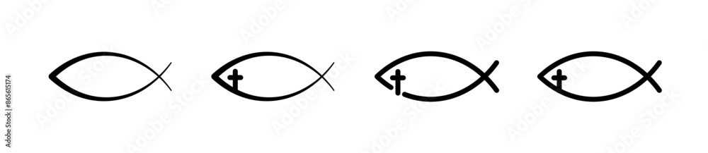 Christian fish symbol. Jesus fish icons. Christian fish symbols ...
