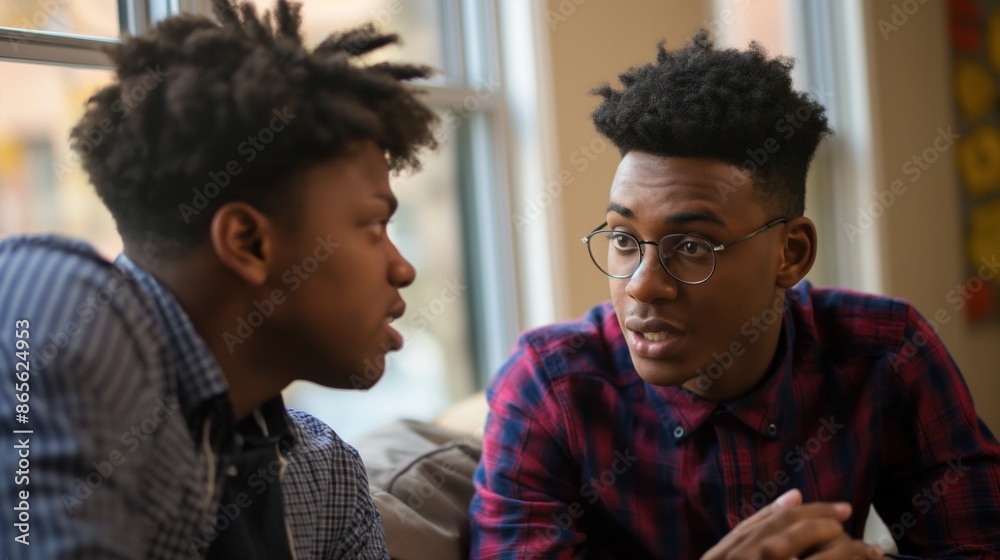 Mentor offering encouragement to a young professional, showing support ...