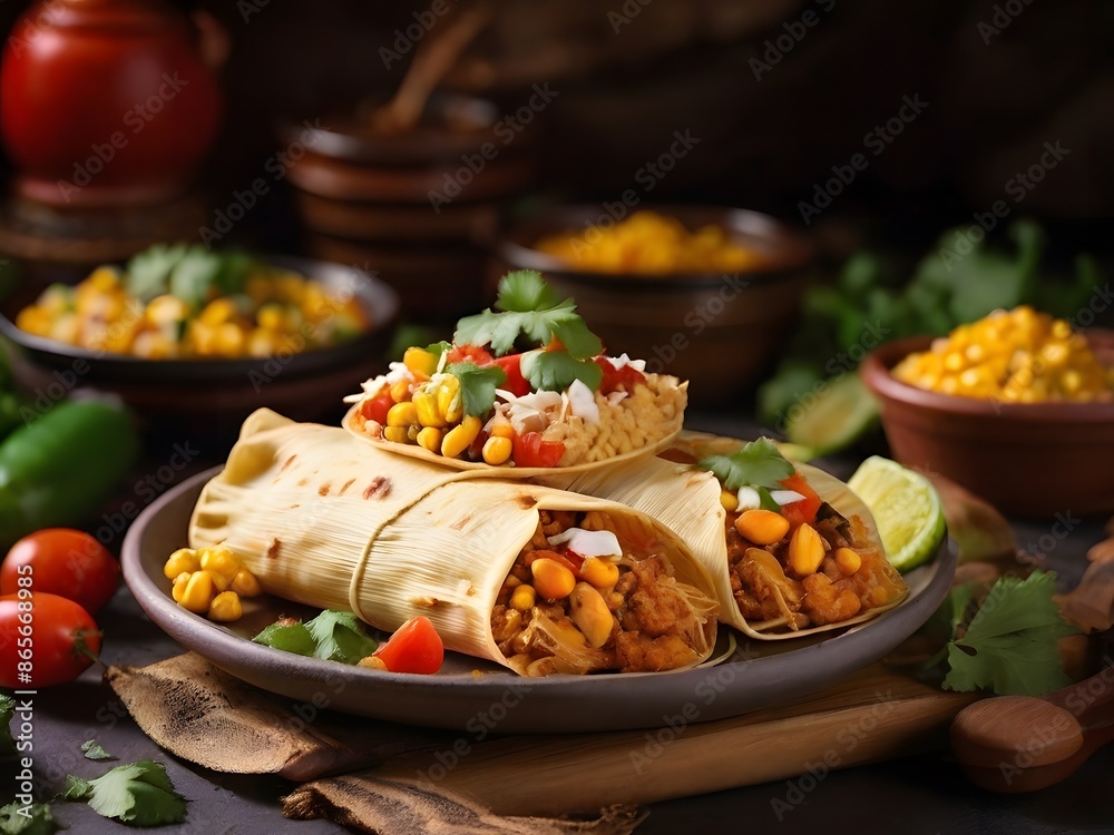 Freshness and spice in a homemade Mexican tamales taco Stock Photo ...