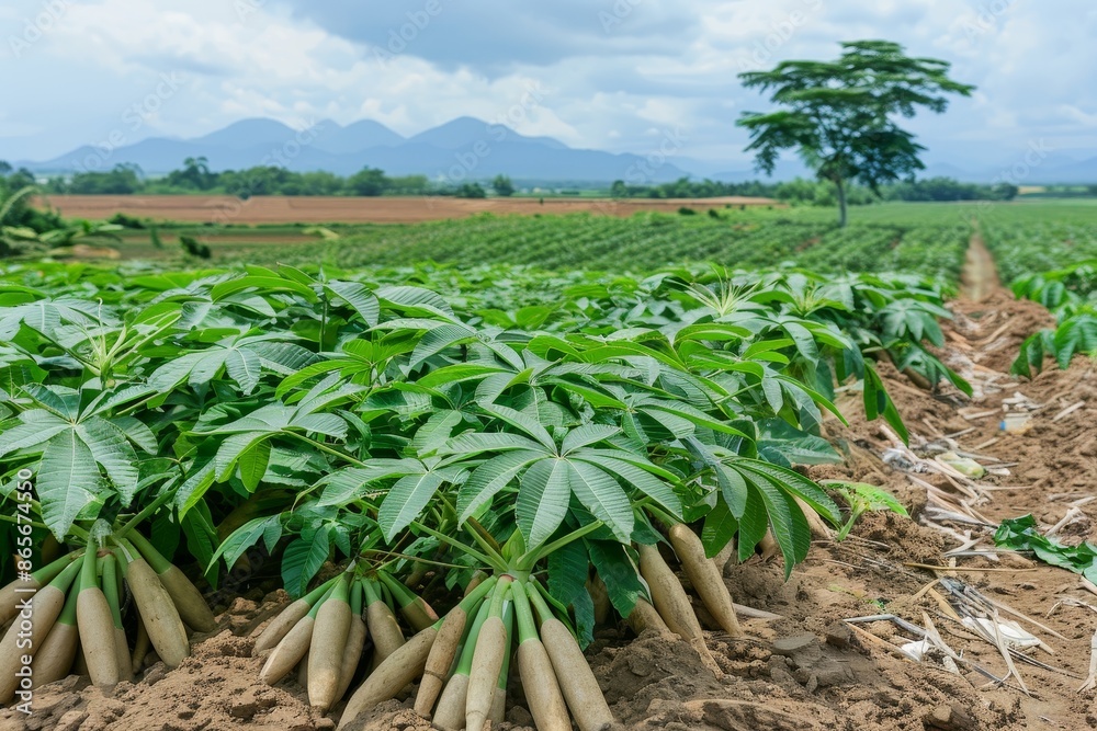 Cassava plants on farms are cash crops rich in calories carbohydrates ...