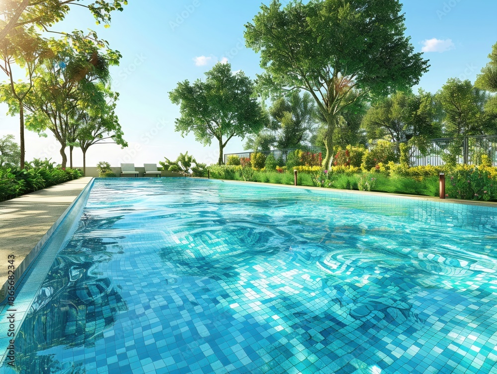 Ecofriendly Olympic swimming pool with natural filtration, clear water ...