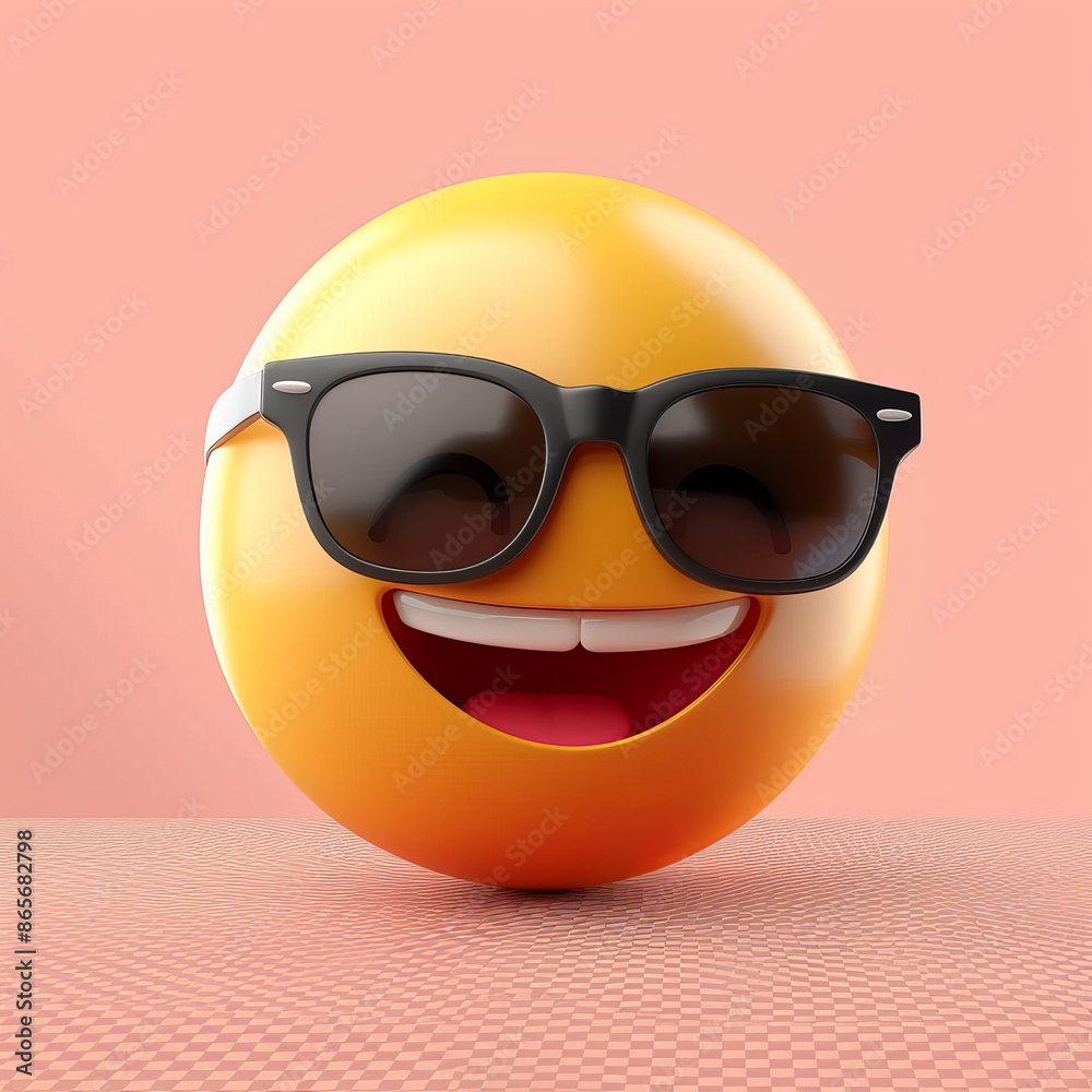 High-quality emoticon featuring a cool smiley face with sunglasses ...