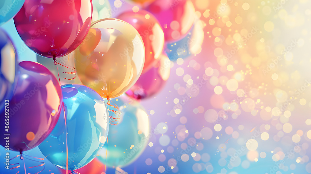 Colorful balloons with water drop background for birthday party ...