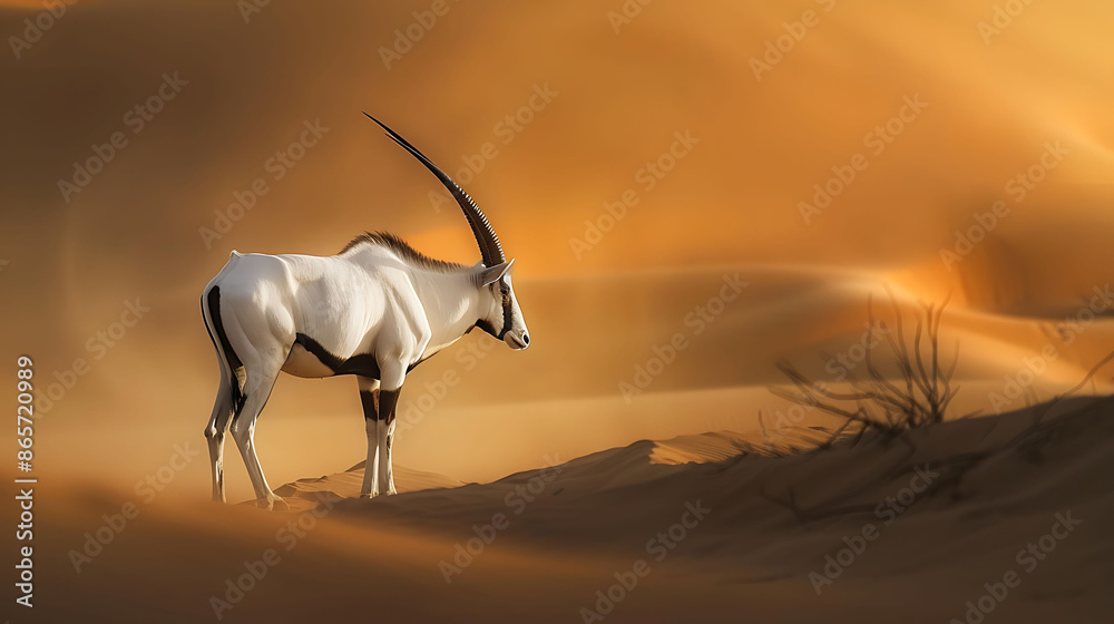 Graceful Arabian oryx the desert highlighting the resilience of nature ...