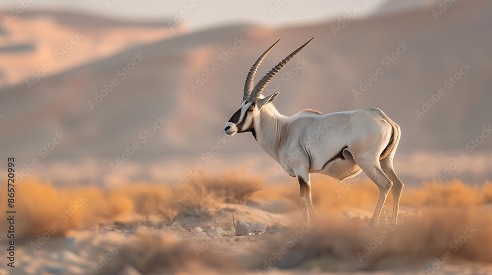 Graceful Arabian oryx the desert highlighting the resilience of nature ...