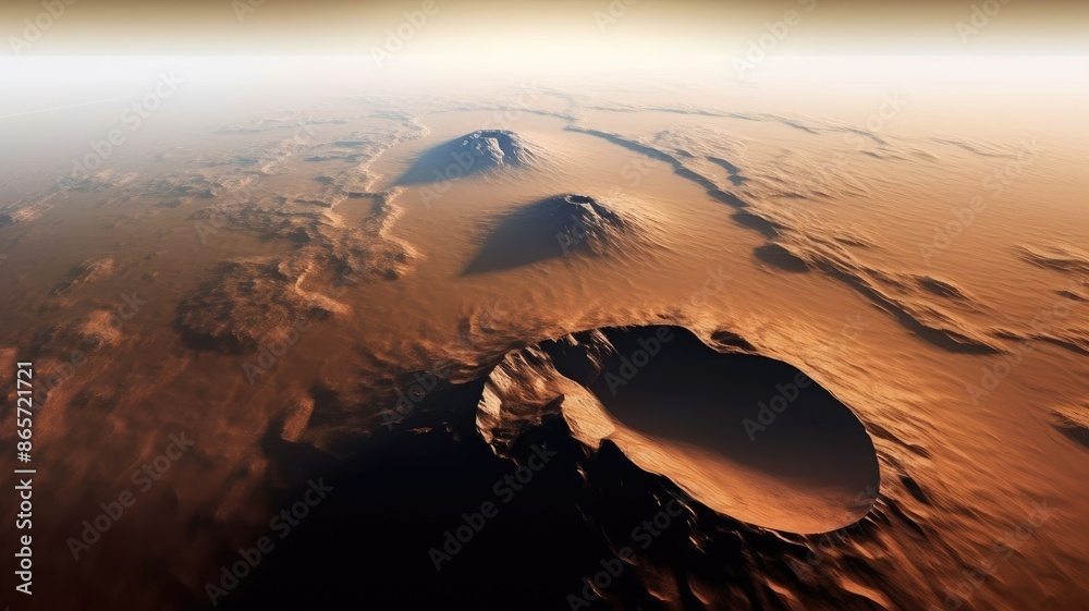 The science fiction aerial picture of mars, star in solar system ...