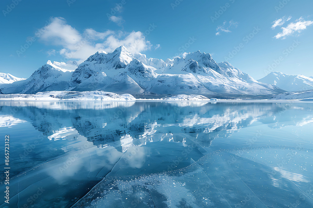 Icy lake reflections of snowy peaks using Sony FE 70200mm f28 GM OSS ...