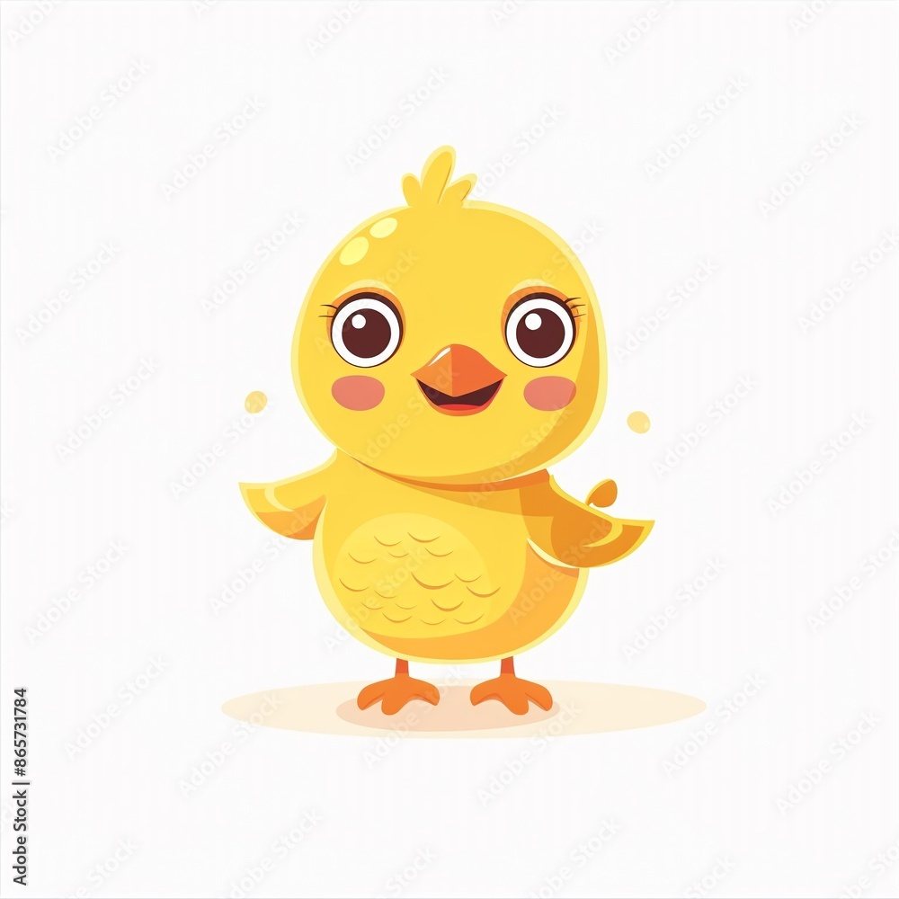 Cute baby chicken chick smiling and dancing isolated on white ...