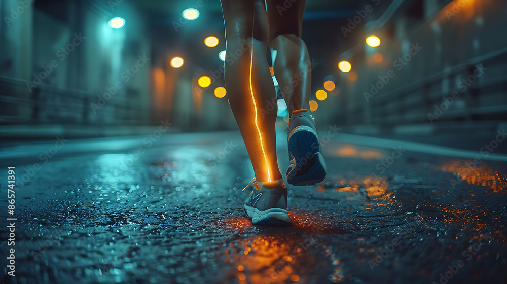 Highlight sprained hamstring making the injury prominently visible to ...