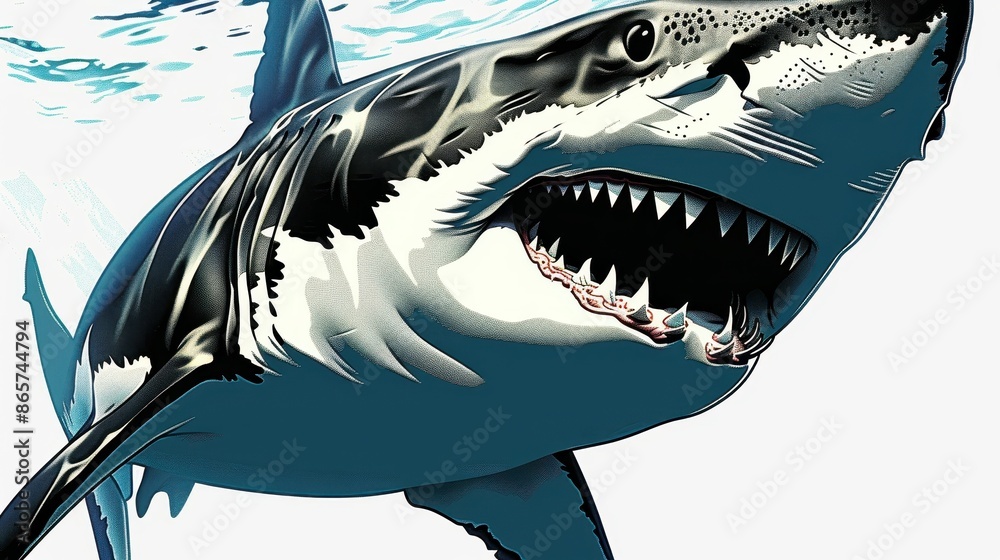 A highly detailed image of a realistic shark swimming underwater ...