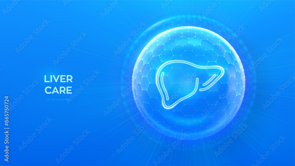 Liver care and protection. Healthy liver medical concept. Human liver ...