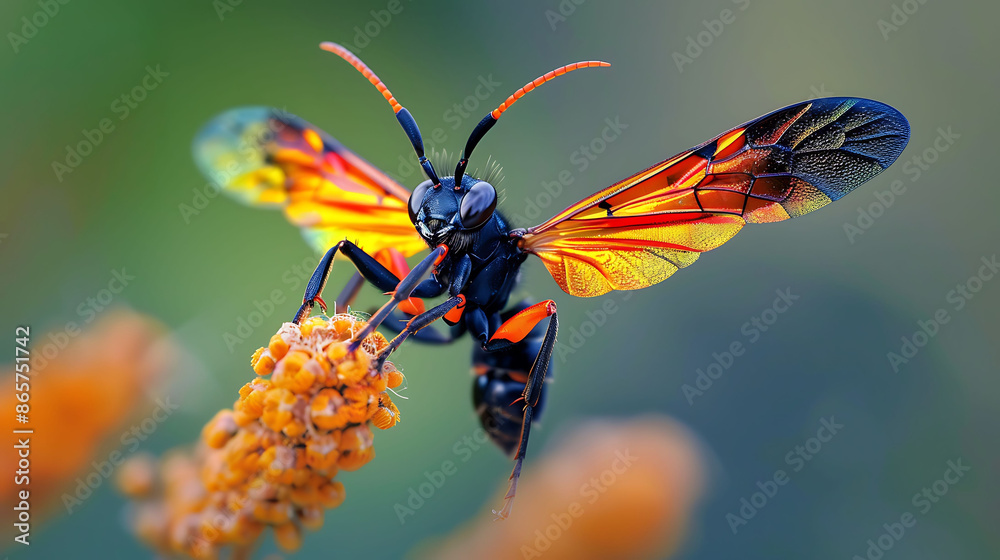 Rare tarantula hawk wasp iridescent wings highlighting the beauty of ...